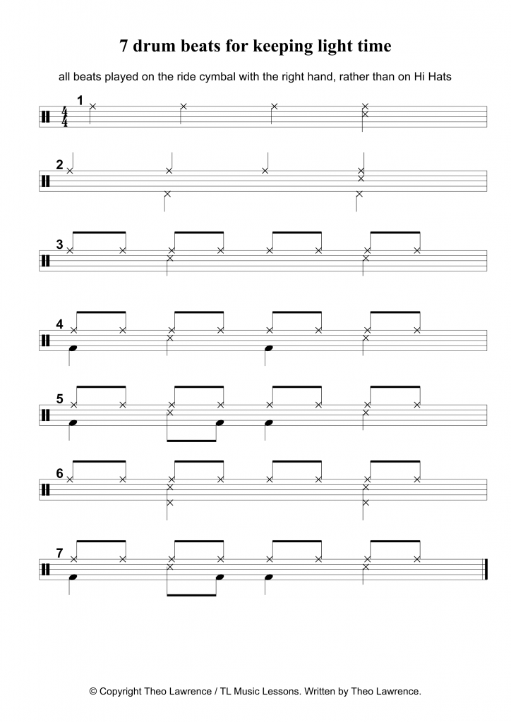 7 drum beats for keeping light time – Learn Drums For Free