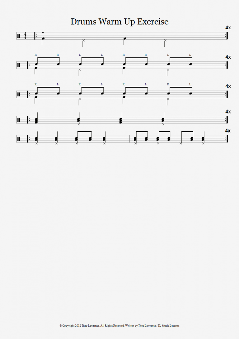 Drums Warm Up Exercise with 4 way co-ordination - Learn Drums For Free