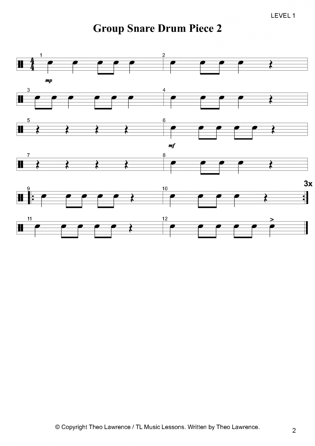 snare drum sheet music – Learn Drums For Free